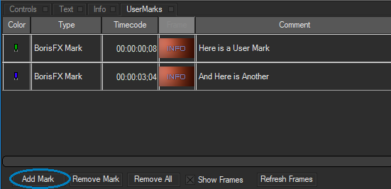 Title Studio- The User Marks Window | Boris FX
