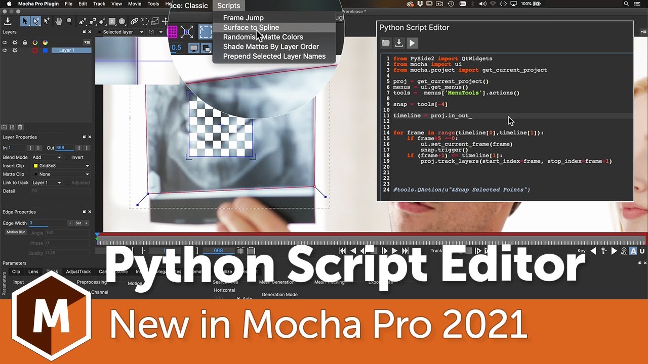 Mocha Pro 2021: Python Script Editor for the Plugin | Boris FX